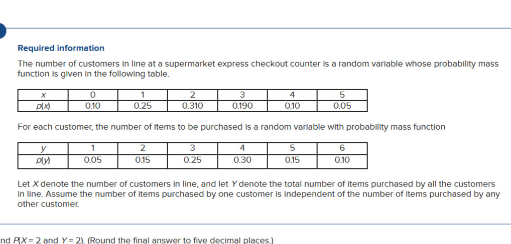 Solved Required informationThe number of customers in line | Chegg.com