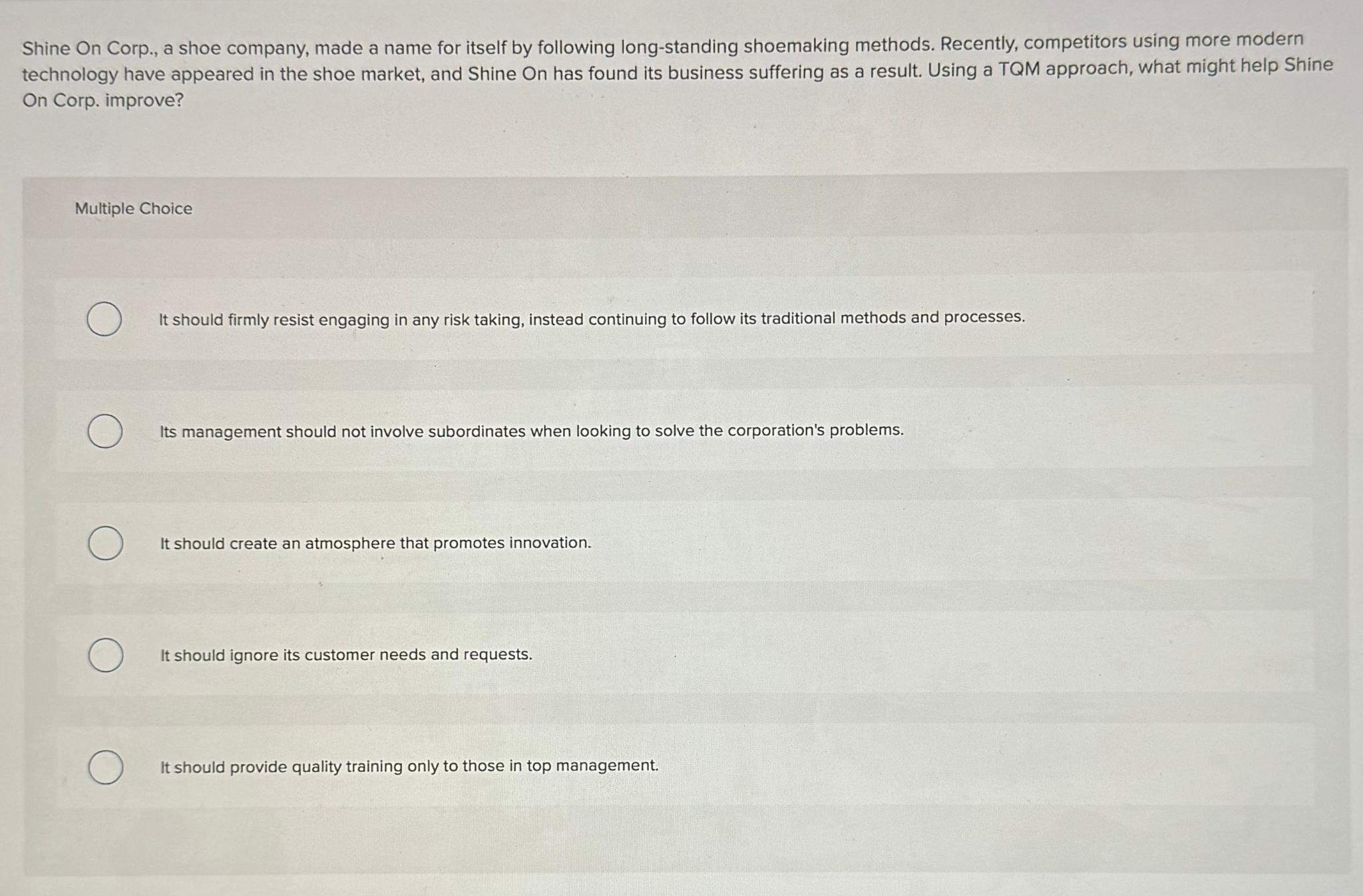 Solved Shine On Corp., a shoe company, made a name for | Chegg.com