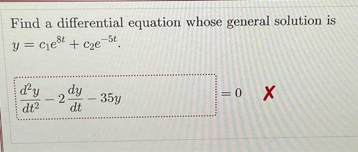 Solved Find a differential equation whose general solution | Chegg.com
