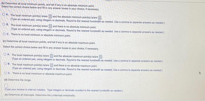 Solved For the function defined below, use a graphing | Chegg.com