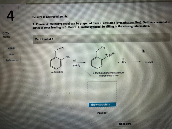 Solved Be sure to answer all parts. 3-Fluoro-4-methoxyphenol | Chegg.com