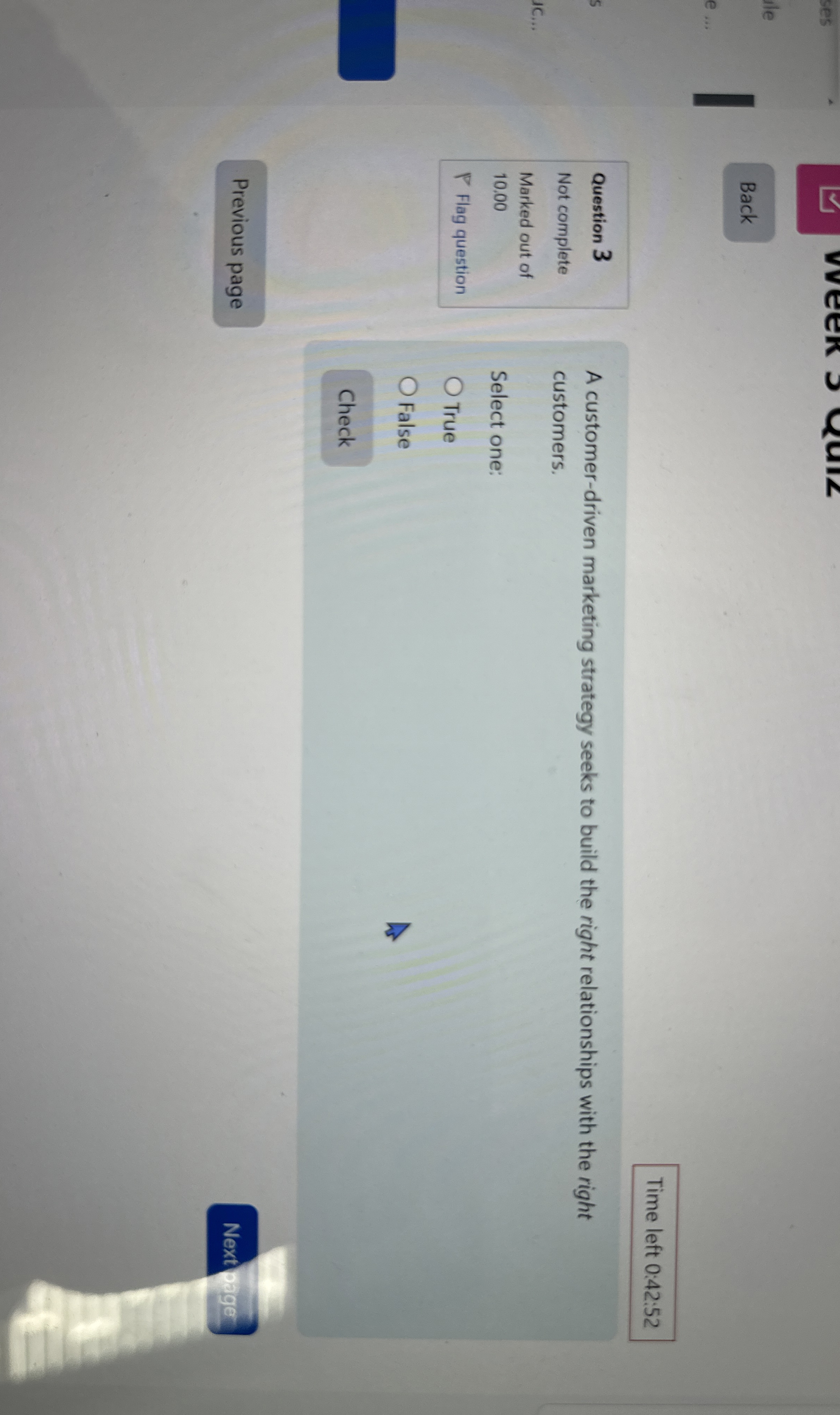 Solved Time left 0:42:52Question 3A customer-driven | Chegg.com