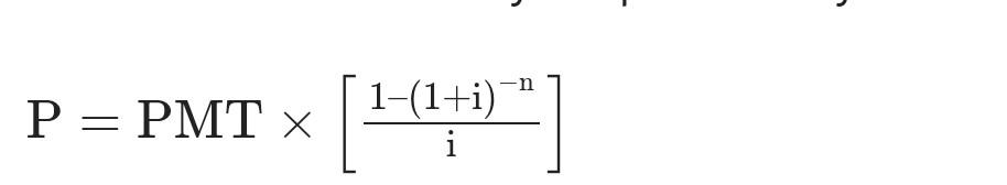 Solved P=PMT×[i1−(1+i)−n]What is the discounted value of | Chegg.com