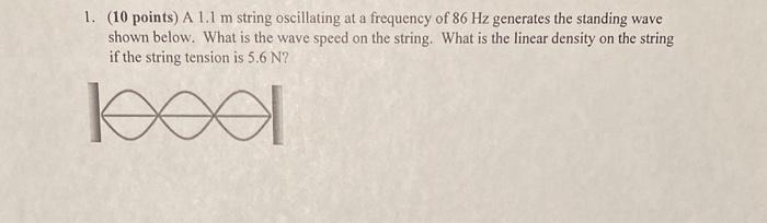 Solved 1. ( 10 points) A 1.1 m string oscillating at a | Chegg.com