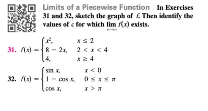 Solved Limits of a Piecewise Function In Exercises 31 and | Chegg.com