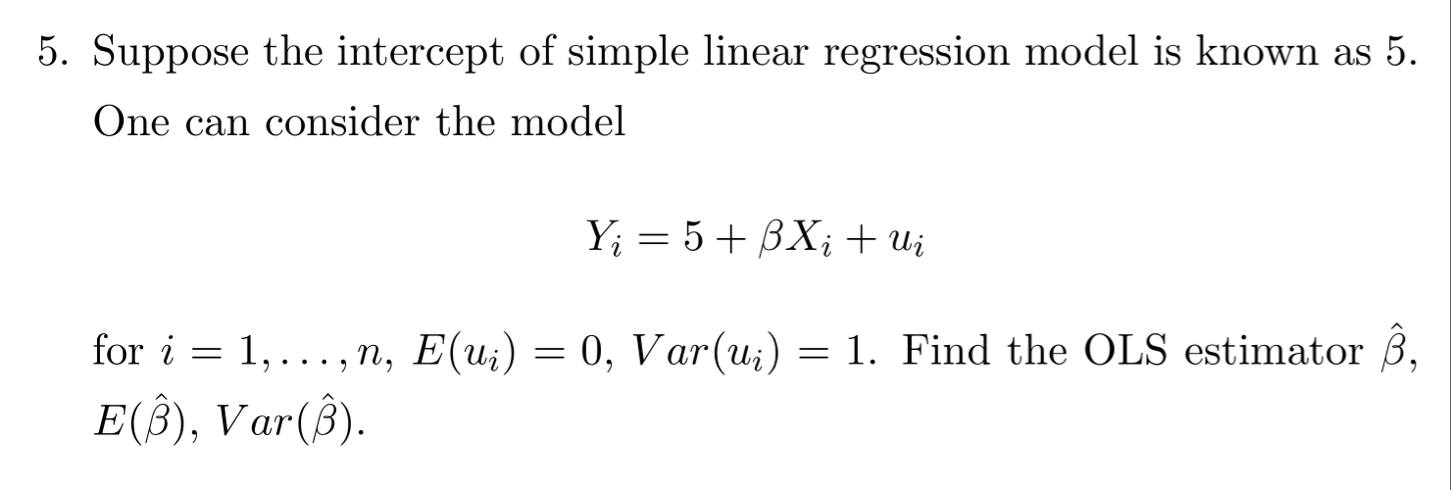Suppose the intercept of simple linear regression | Chegg.com