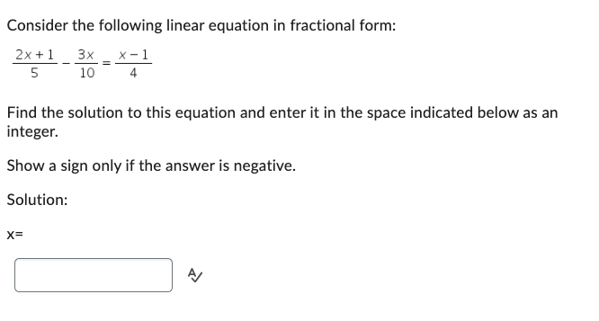 Solved Consider the following linear equation in fractional | Chegg.com