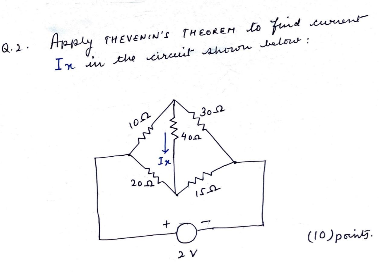Solved Q.2. ﻿Apply THEVENIN'S THEOREM to find current Ix in | Chegg.com