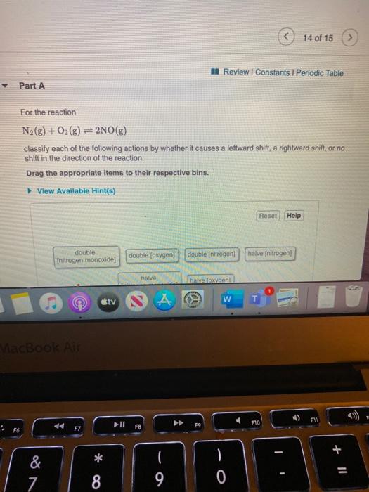 Solved 14 of 15 A Review | Constants 1 Periodic Table Part A | Chegg.com