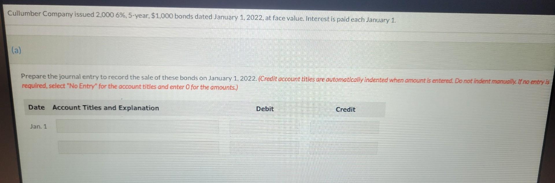 Solved required, select "No Entry" for the account titles | Chegg.com