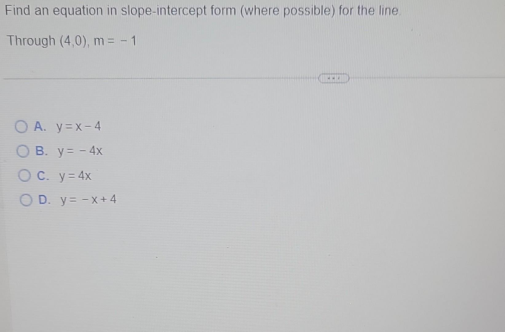 Solved Find an equation in slope-intercept form (where | Chegg.com