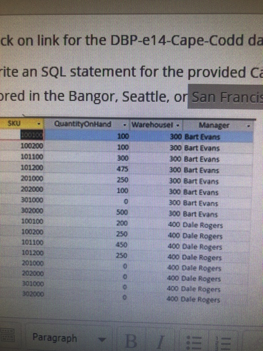 Click on link for the DBP-e14-Cape-Codd database. | Chegg.com