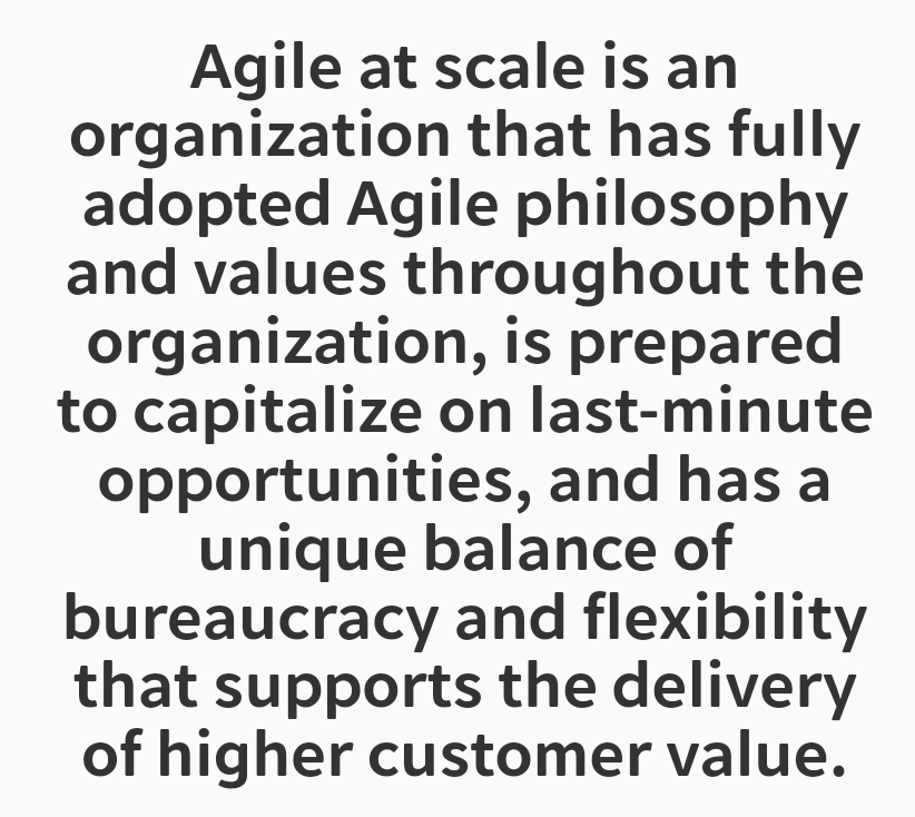 Solved Agile at scale is an organization that has fully | Chegg.com