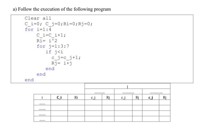Solved a) Follow the execution of the following program | Chegg.com
