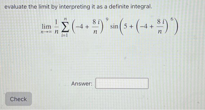 Solved evaluate the limit by interpreting it as a definite | Chegg.com