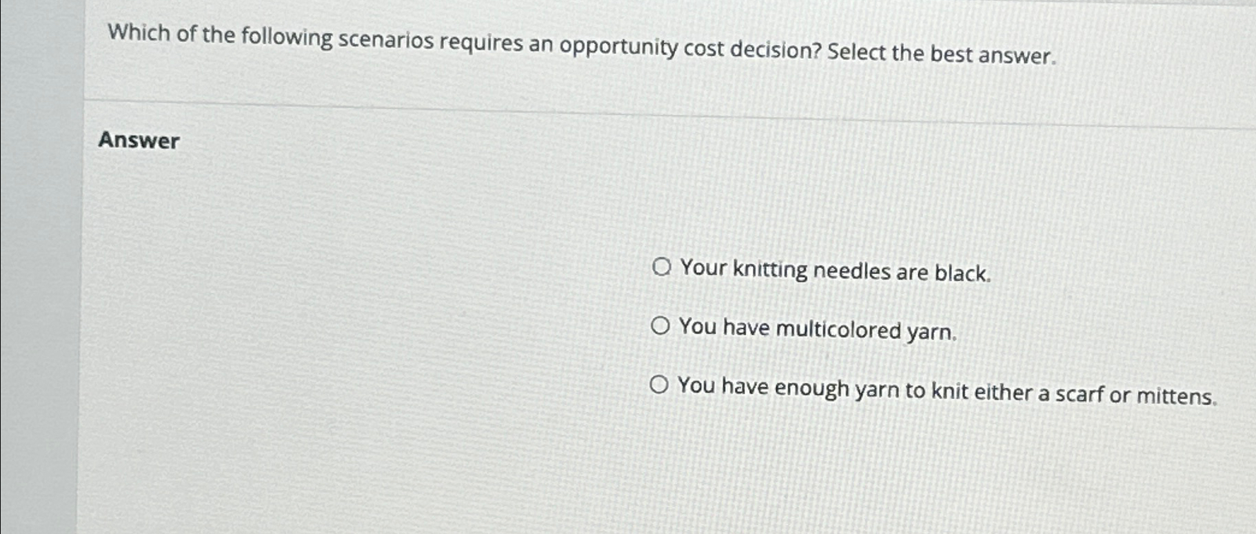 Solved Which of the following scenarios requires an | Chegg.com