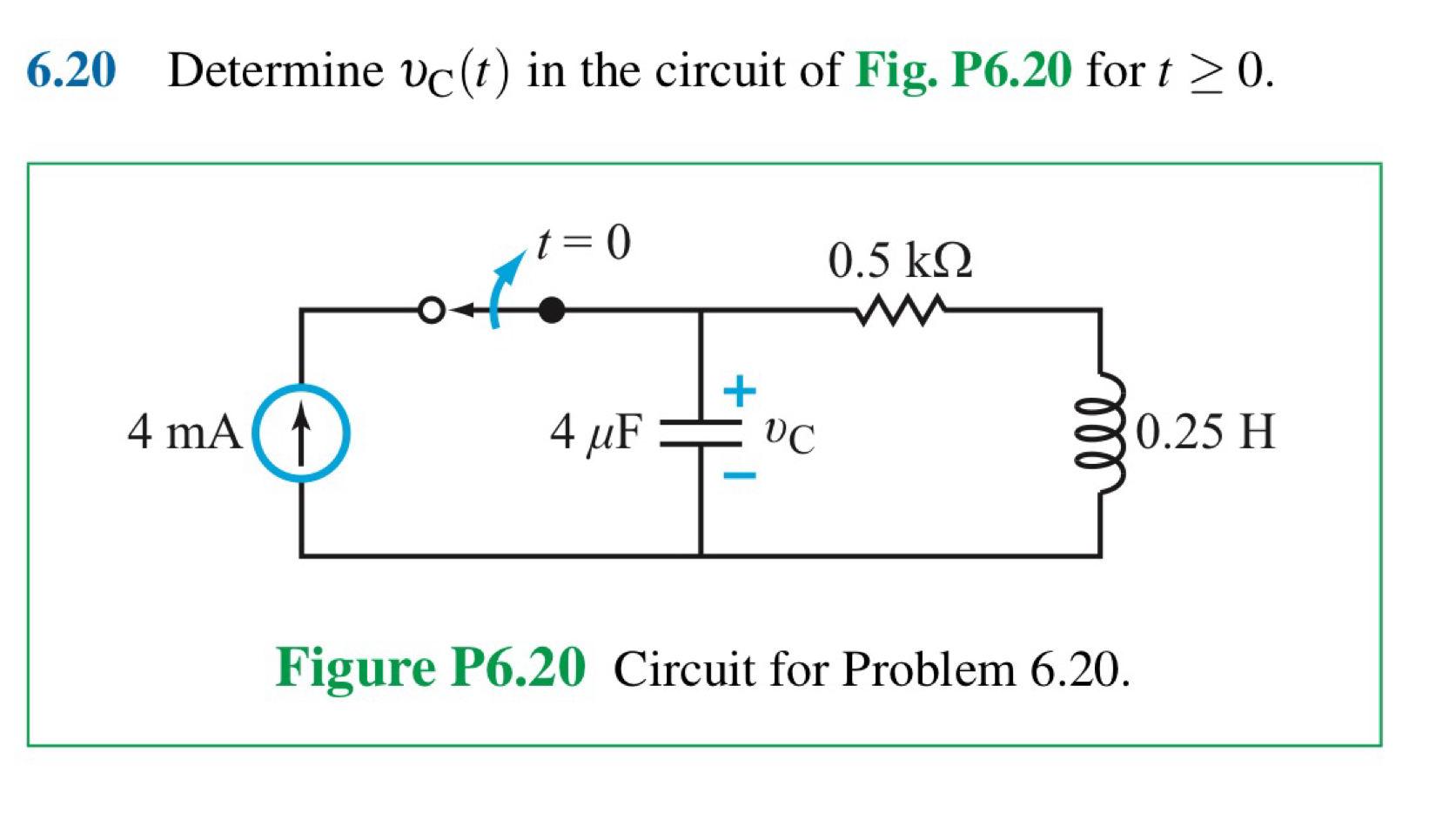 Solved 6.20 ﻿Determine vC(t) in ﻿the circuit of ﻿Fig. P6.20 | Chegg.com