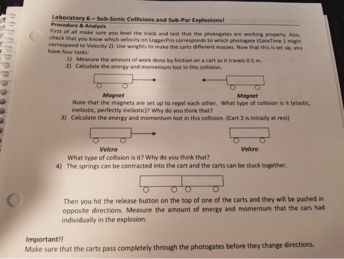 Solved Laboratory 6 - Sub-Sonic Collisions and Sub-Par | Chegg.com