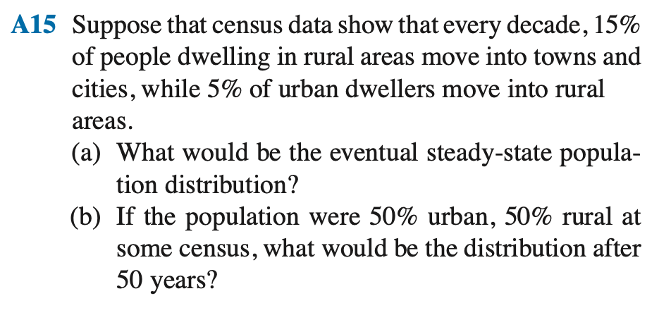 Solved A15 ﻿Suppose that census data show that every decade, | Chegg.com
