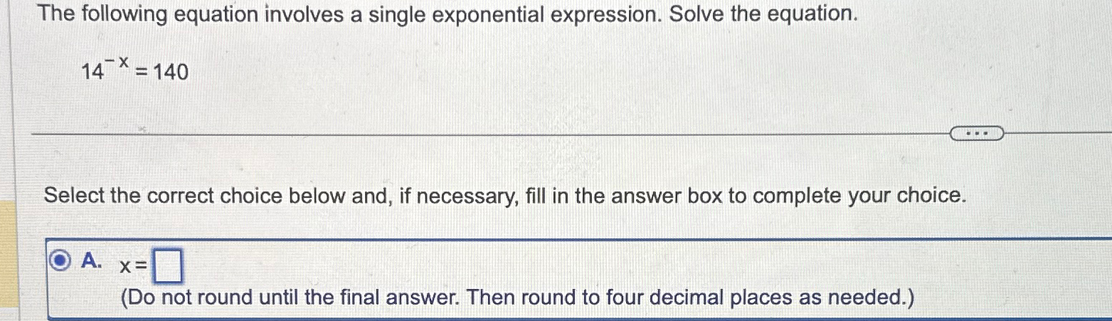 Solved The following equation involves a single exponential | Chegg.com