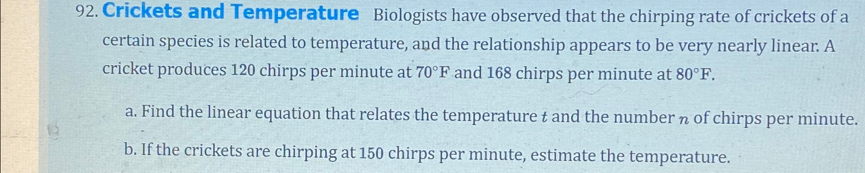 Solved Crickets and Temperature Biologists have observed | Chegg.com