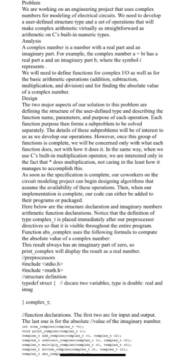 Problem We are working on an engineering project that | Chegg.com