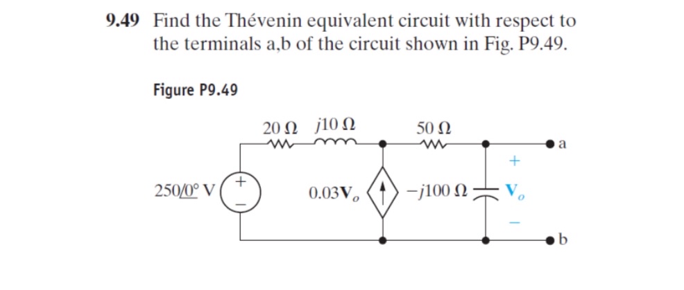 Solved 9.49 ﻿Find the Thévenin equivalent circuit with | Chegg.com