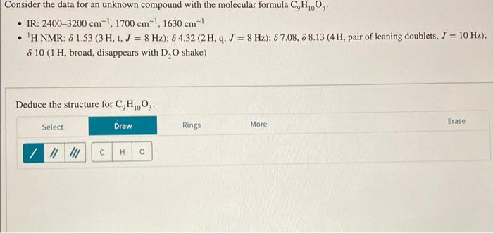 Solved Consider the data for an unknown compound with the | Chegg.com