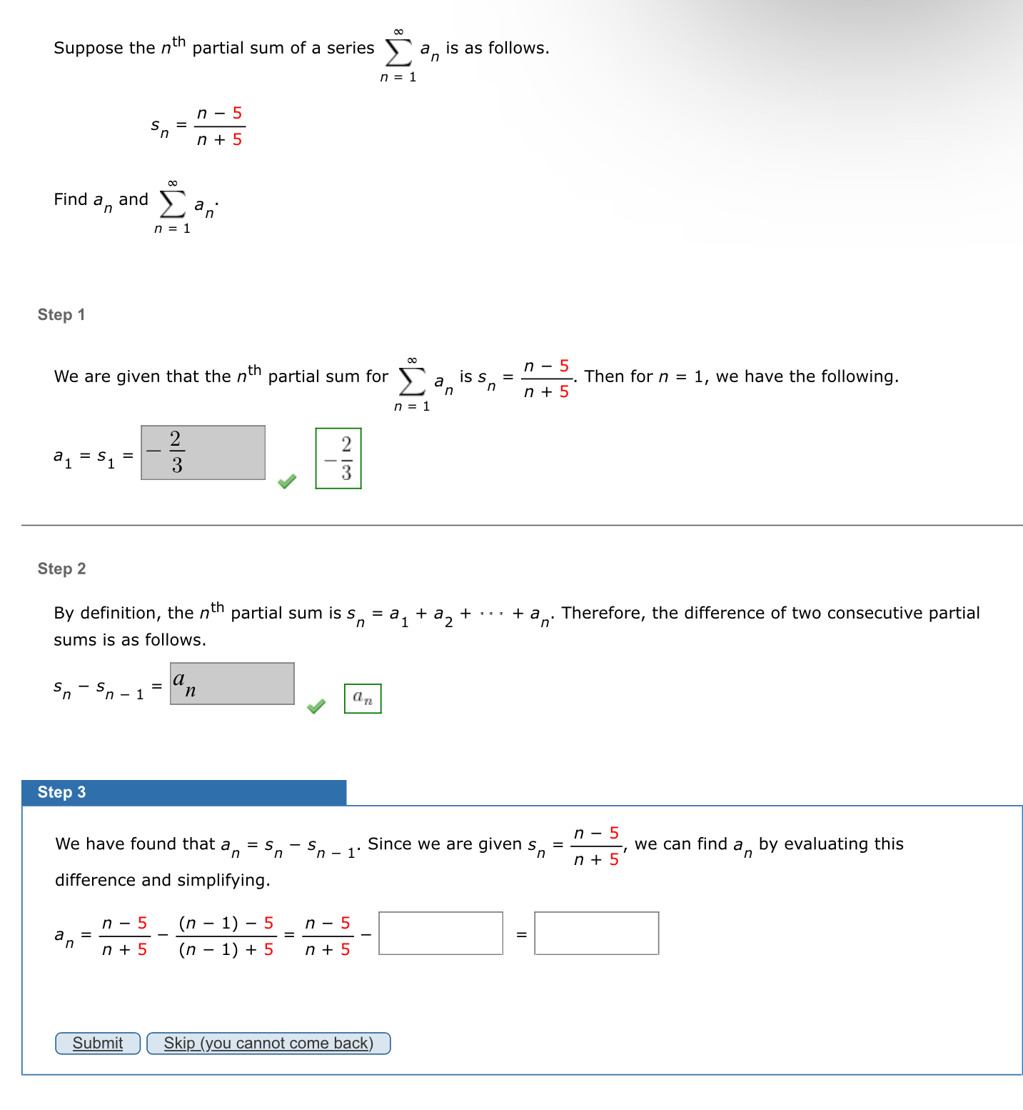 Solved Suppose the nth ﻿partial sum of a series ∑n=1∞an ﻿is | Chegg.com