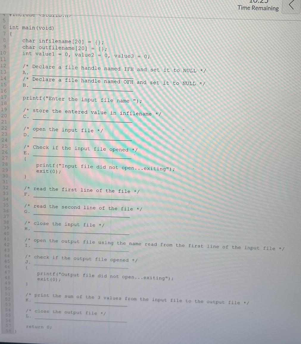 Solved Time Remainingint main(void)1char infilename | Chegg.com