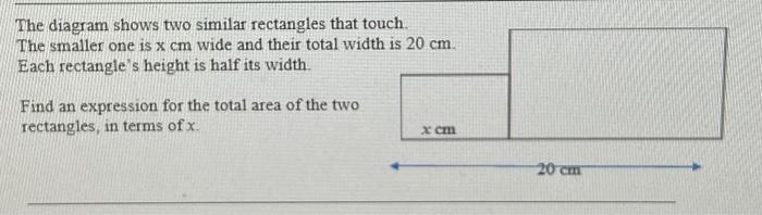 Solved The diagram shows two similar rectangles that touch. | Chegg.com