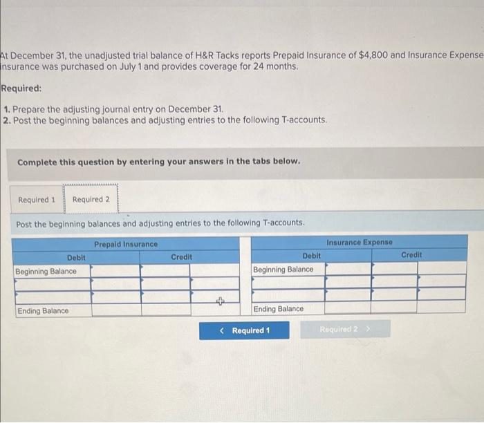Solved 1 Prepare The Adjusting Journal Entry On December 31