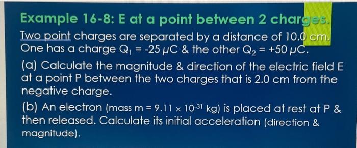 Solved Example 16-8: E at a point between 2 charsy=э. Iwo | Chegg.com