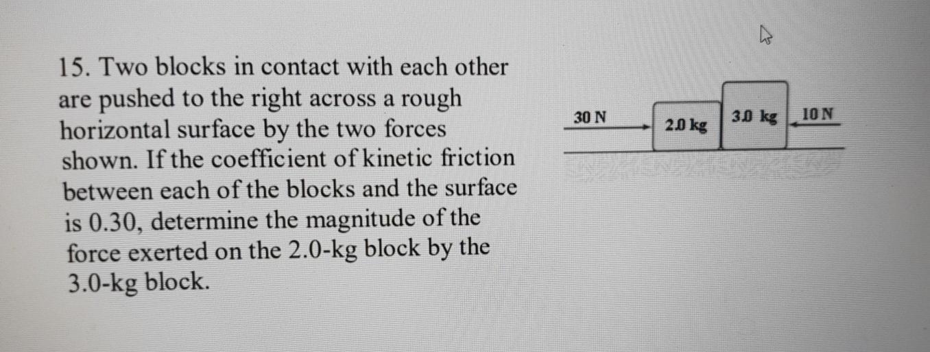 Solved Two blocks in contact with each other are pushed to | Chegg.com