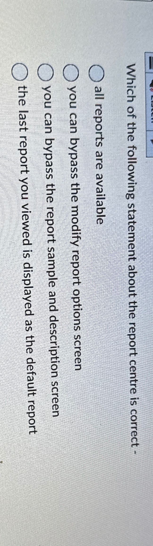 Solved Which of the following statement about the report | Chegg.com