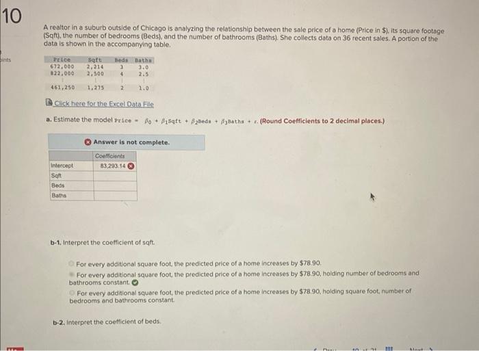 Solved A realtor in a suburb outside of Chicago is analyzing | Chegg.com