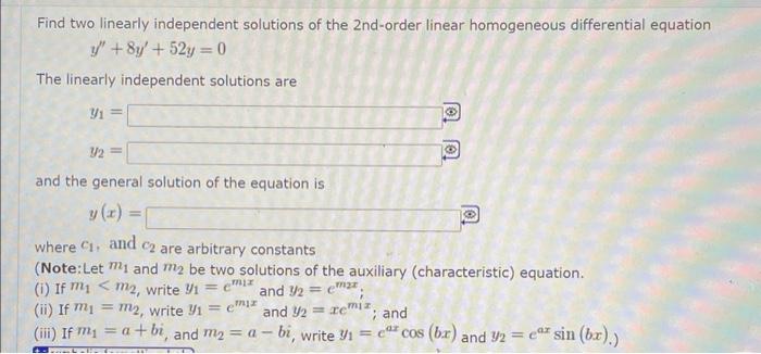 Solved Find two linearly independent solutions of the 2 | Chegg.com