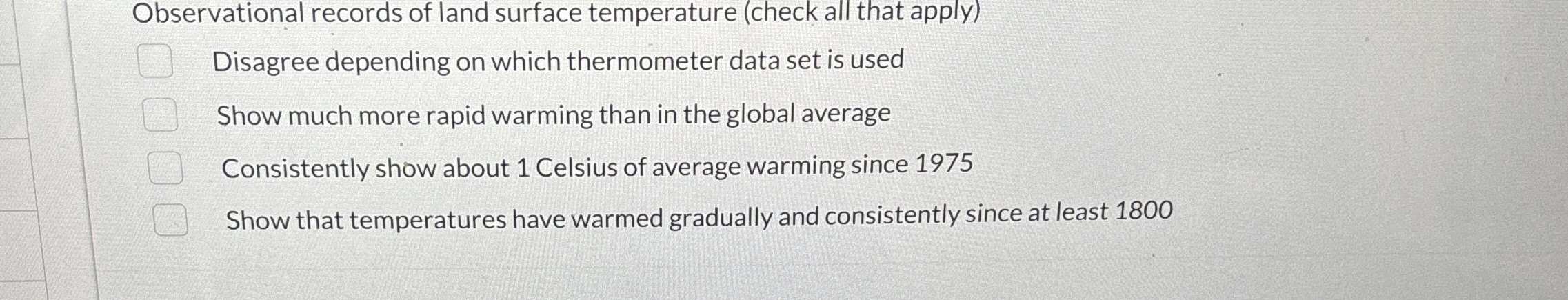 Solved Observational records of land surface temperature | Chegg.com