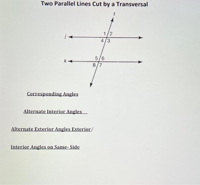 Solved Two Parallel Lines Cut by a Transversal Corresponding | Chegg.com