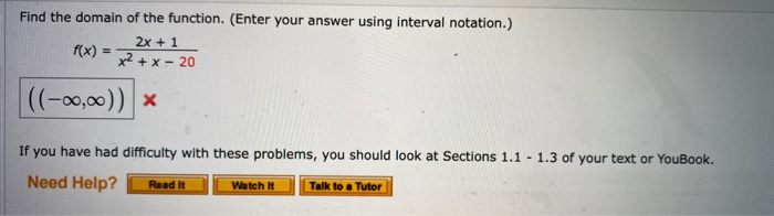 Solved Find the domain of the function. (Enter your answer | Chegg.com
