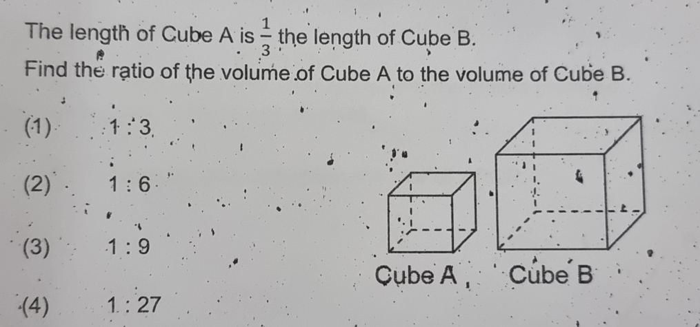 Solved The length of Cube A ﻿is 13 ﻿the length of Cube | Chegg.com