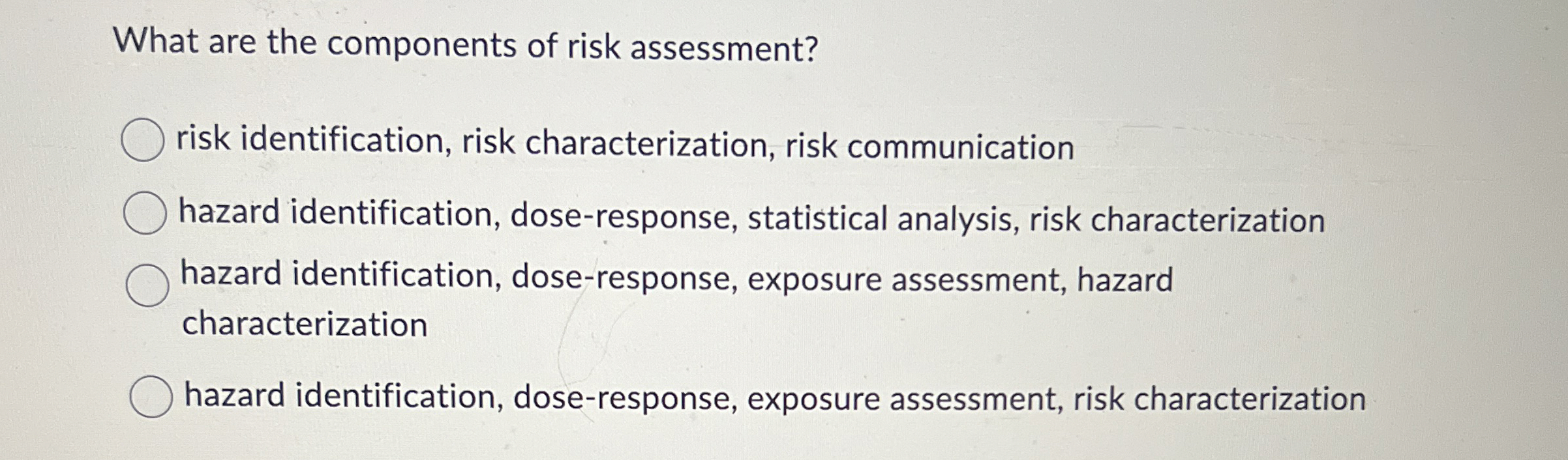 Solved What are the components of risk assessment?risk | Chegg.com