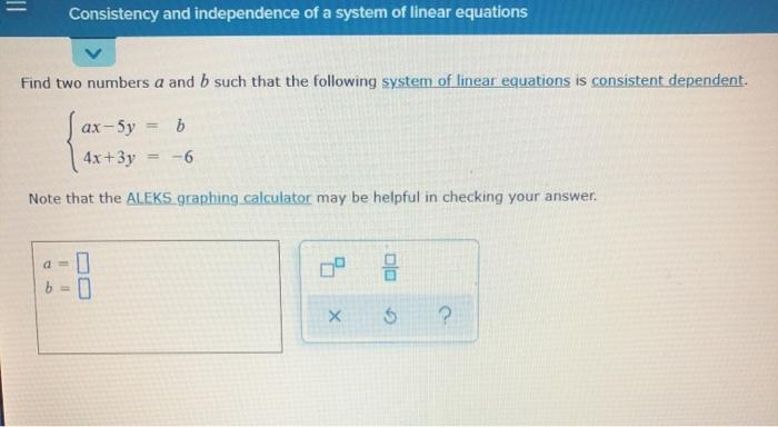 Solved Consistency and independence of a system of linear | Chegg.com