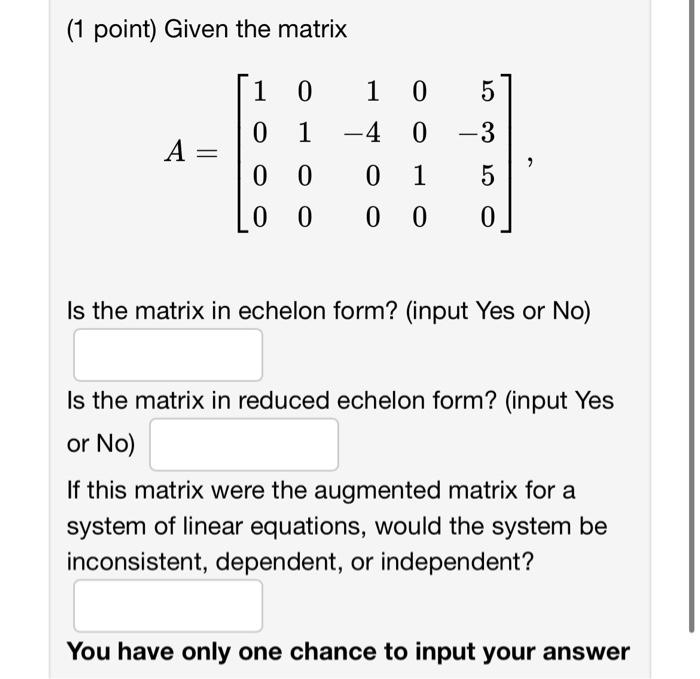 Solved (1 point) Find the set of solutions for the linear | Chegg.com