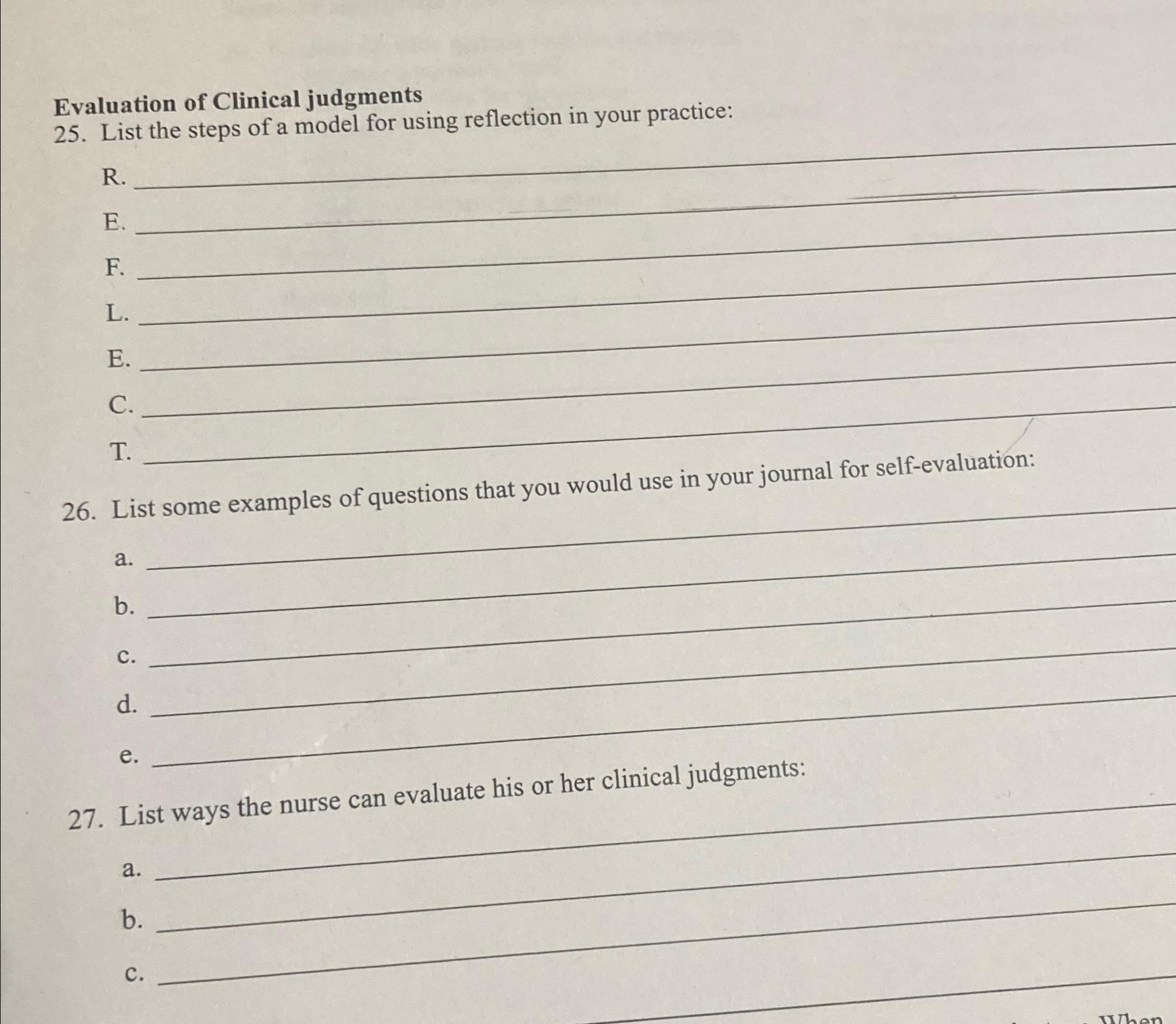 Solved Evaluation of Clinical judgments25. ﻿List the steps | Chegg.com