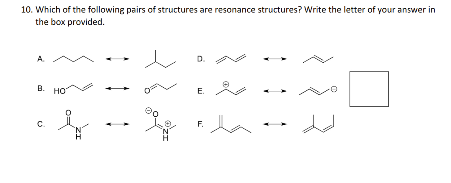 Which of the following pairs of structures are | Chegg.com