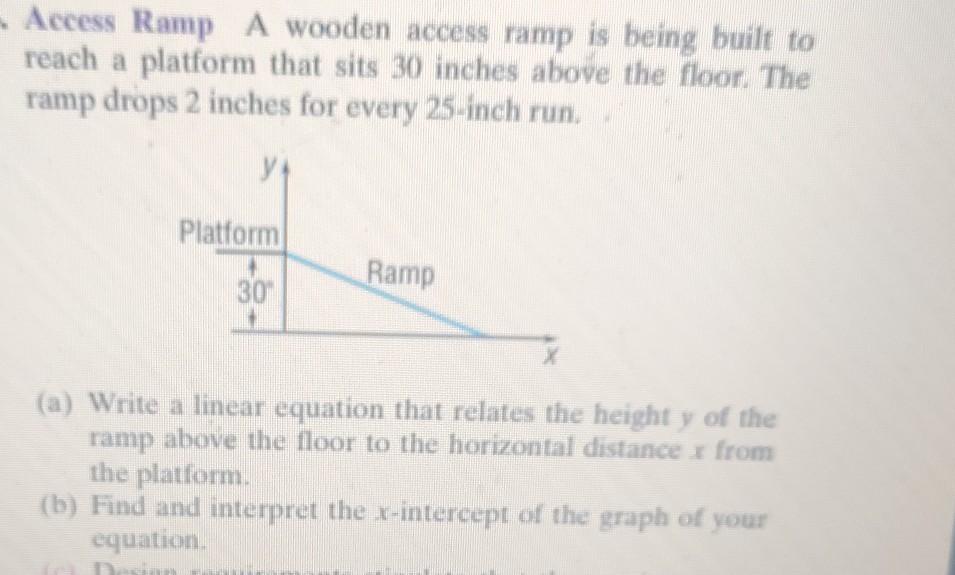 Solved Access Ramp A wooden access ramp is being built to | Chegg.com