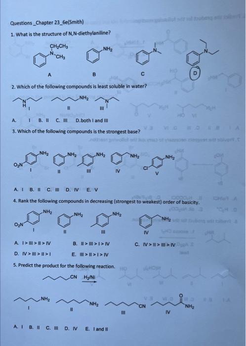 Solved 1. What is the structure of N,N-diethylaniline? A B C | Chegg.com