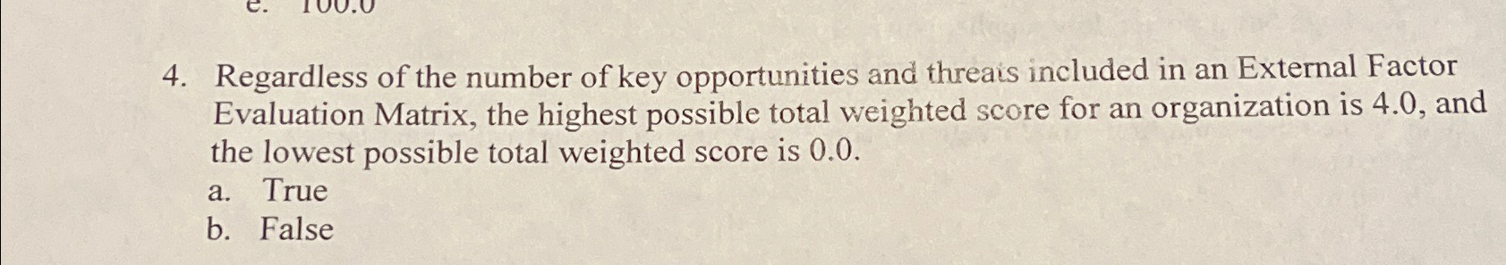 Solved Regardless of the number of key opportunities and | Chegg.com