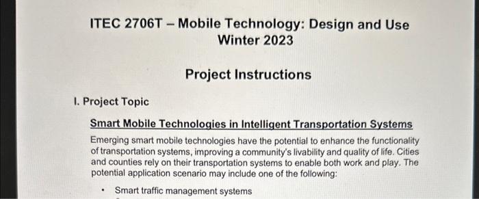 Solved ITEC 2706T - Mobile Technology: Design and Use Winter | Chegg.com